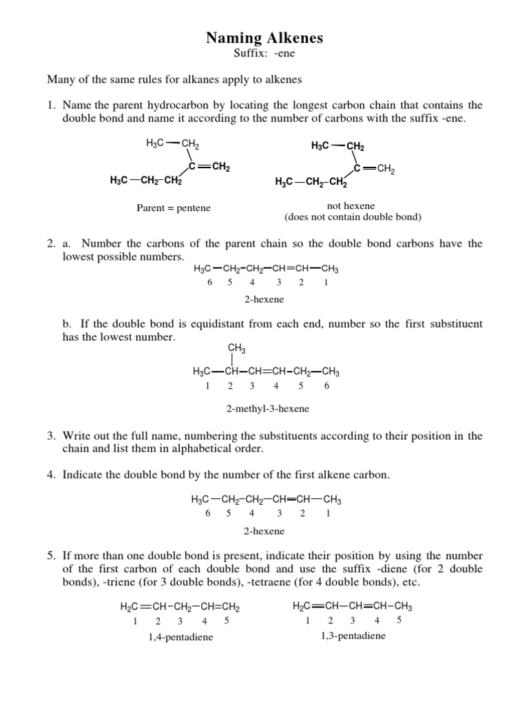 Alkenes Naming Guide and Rules | PDF | Art | Science & Mathematics