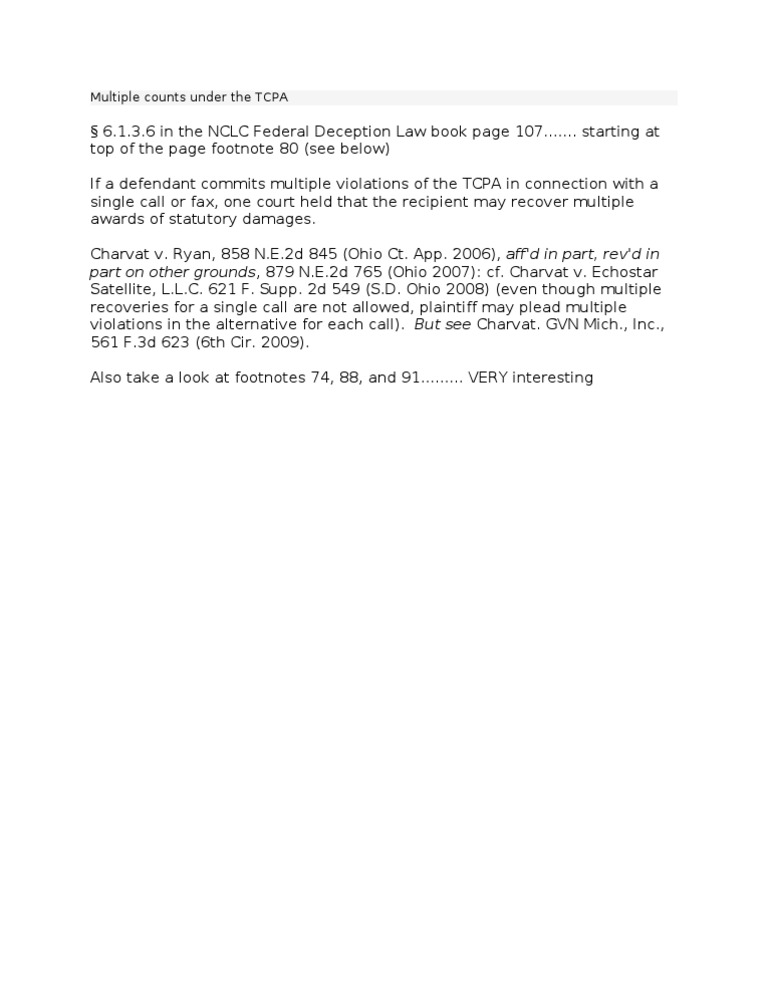 TCPA Violations: Multiple Damages | PDF