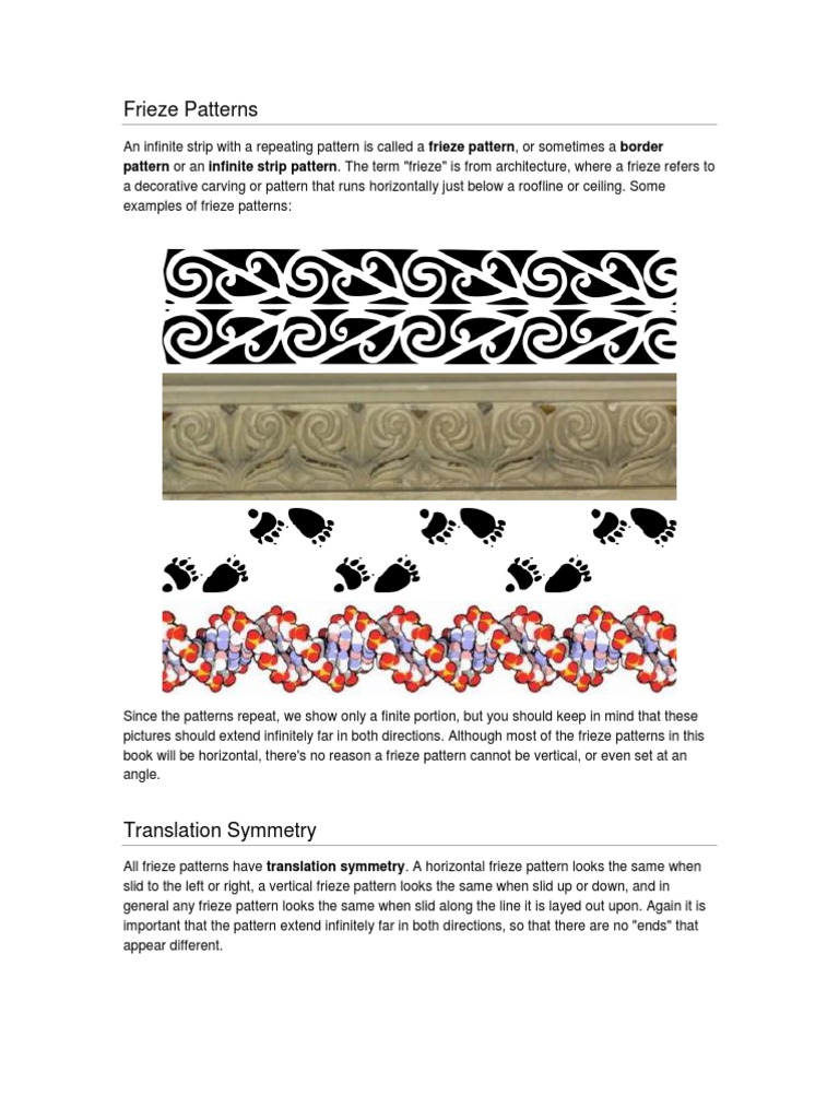 Frieze Patterns | Download Free PDF | Symmetry | Cartesian Coordinate ...