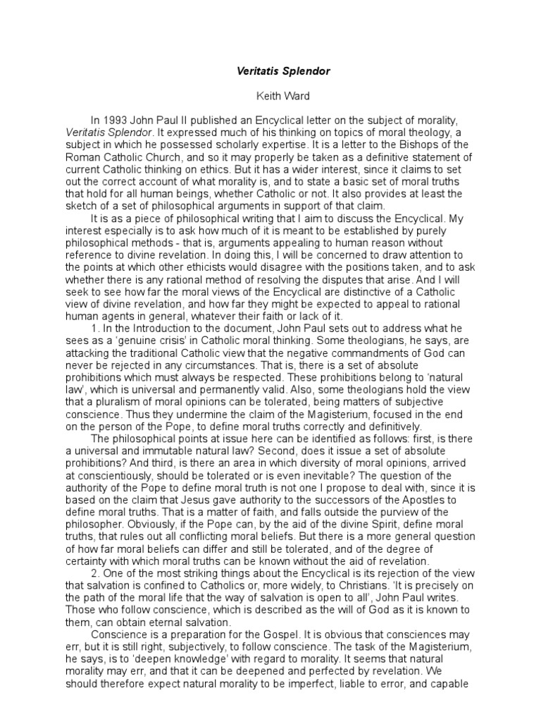 Veritatis Splendor | PDF | Business