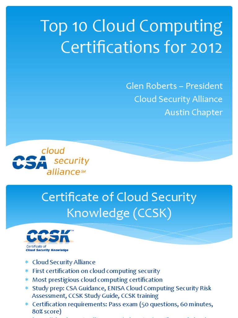 Top 10 Cloud Computing Certifications | PDF Top 10 Cloud Computing Certifications | PDF