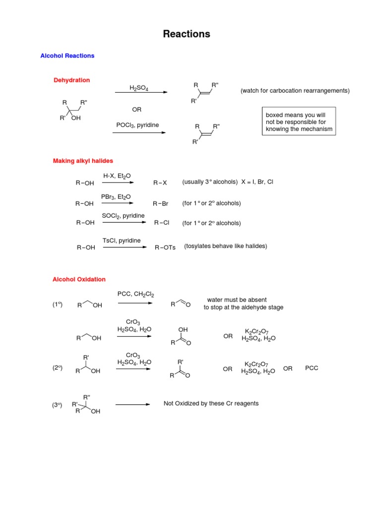 Organic Chemistry All Reactions | PDF | Ether | Alcohol