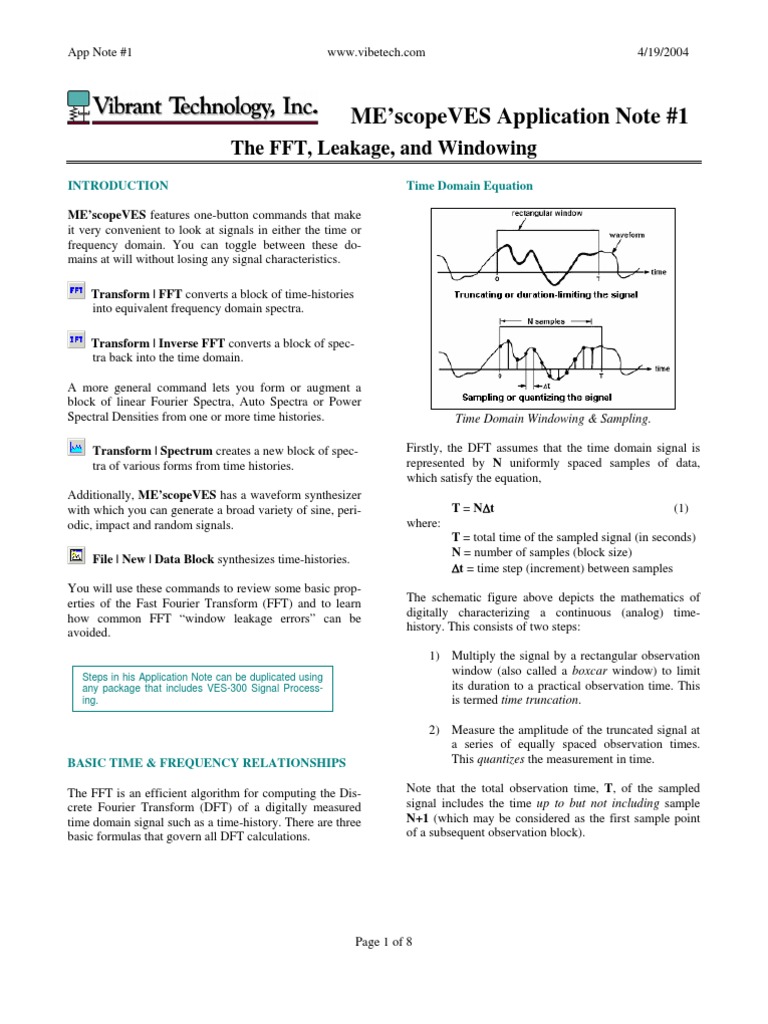 Me'Scopeves Application Note #1: The FFT, Leakage, and Windowing | PDF | Spectral Density ...