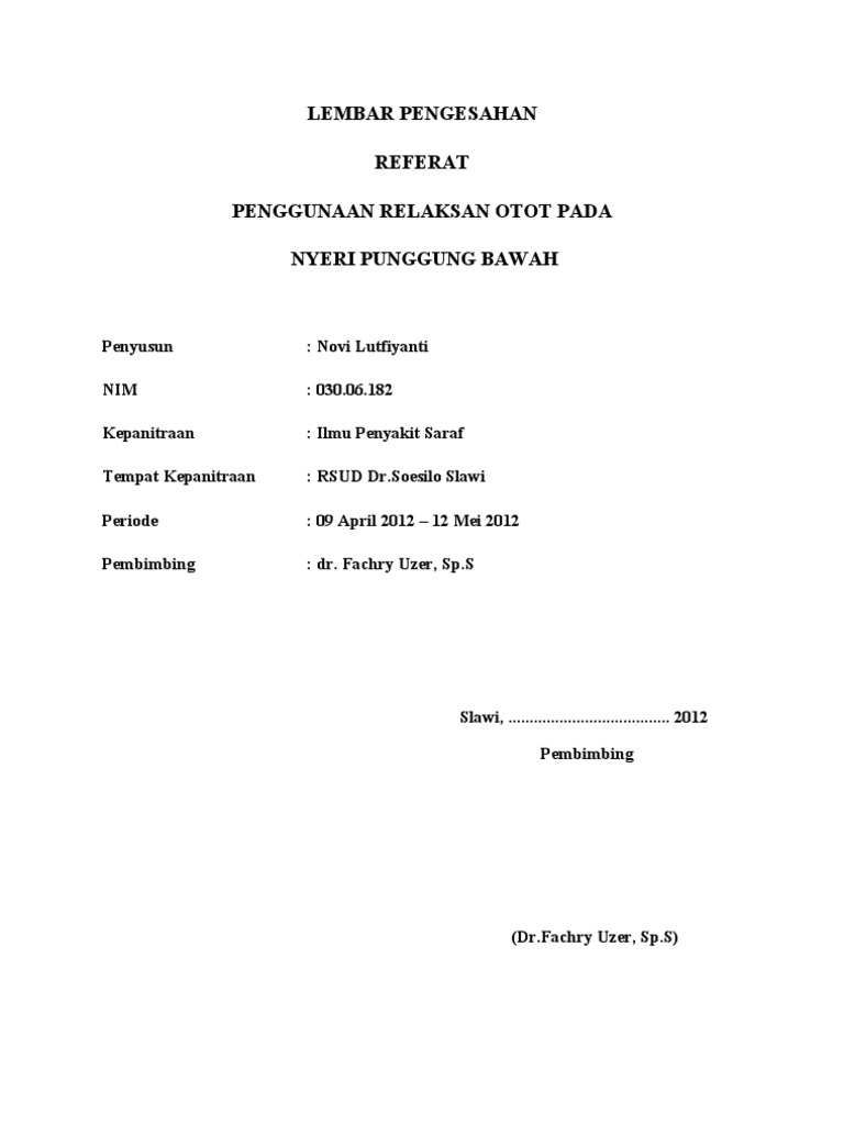 REFERAT Musle Relaxan PD LBP - Novi Lutfiyanti | PDF