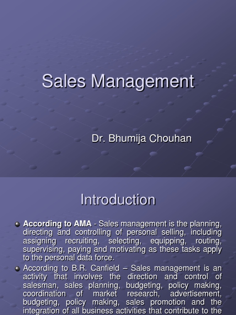 CH-1 Sales Management | PDF | Career & Growth