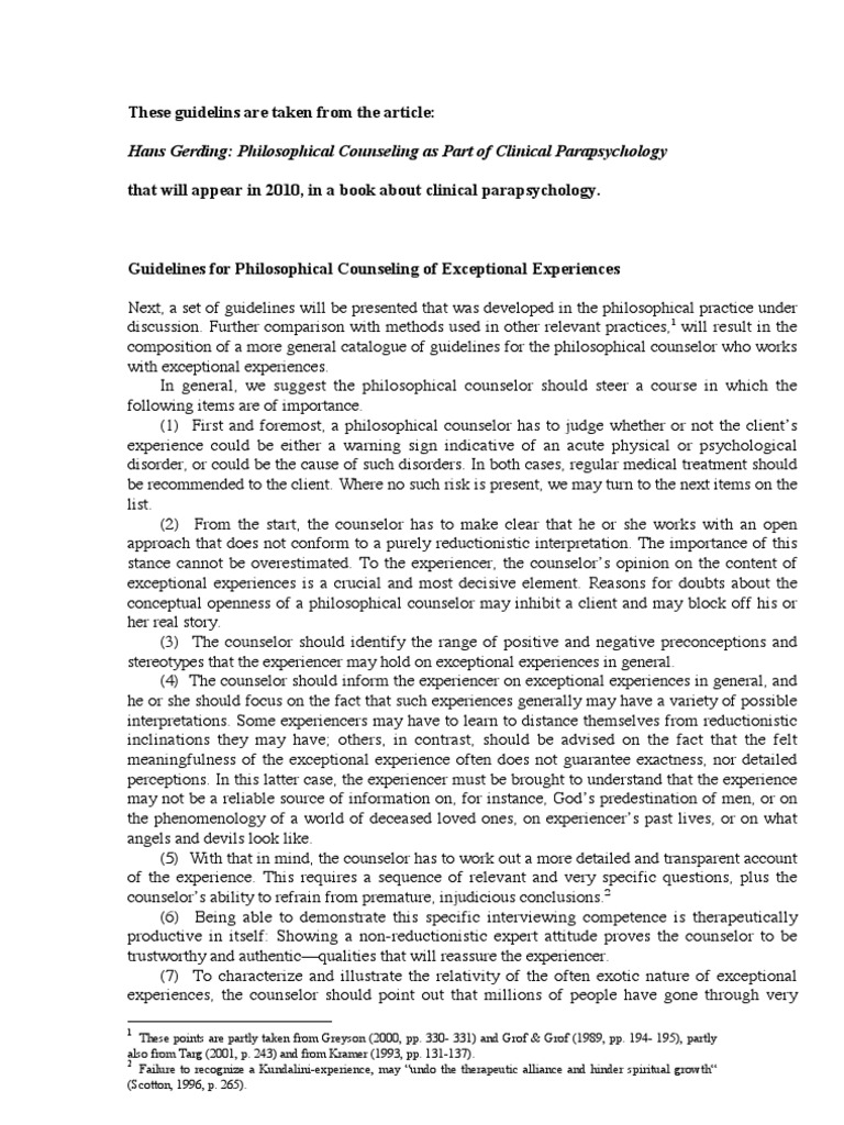 Hans Gerding: Philosophical Counseling As Part of Clinical ...
