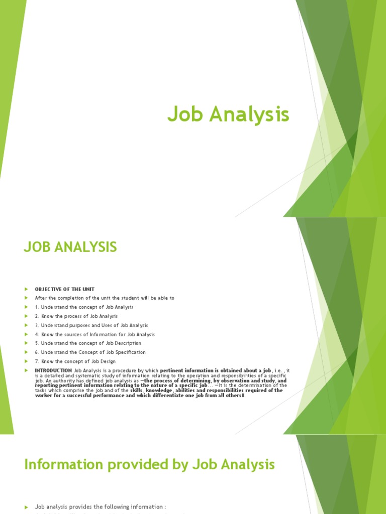 Job Analysis | PDF | Performance Appraisal | Employment Job Analysis | PDF | Performance Appraisal | Employment