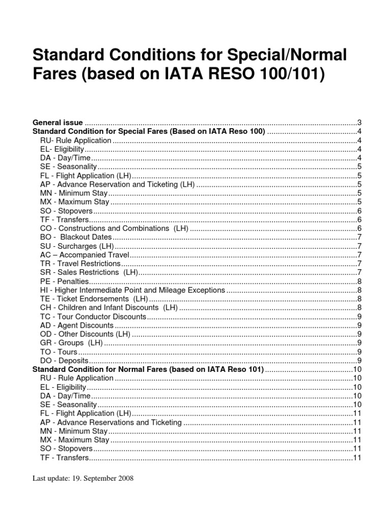 IATA Fare Rules and Conditions Overview | PDF | Ticket (Admission) | Fare