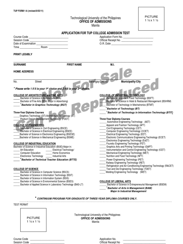 TUP Admission Test Application Guide | PDF | University And College ...