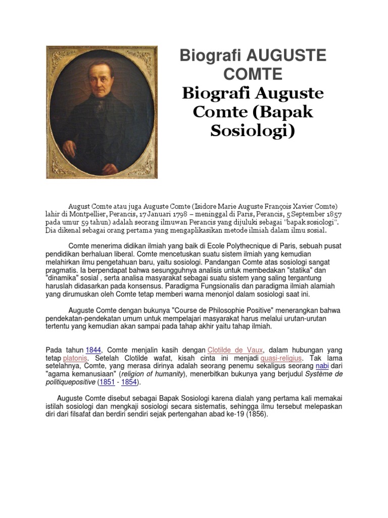 Biografi Auguste Comte | PDF | Sejarah