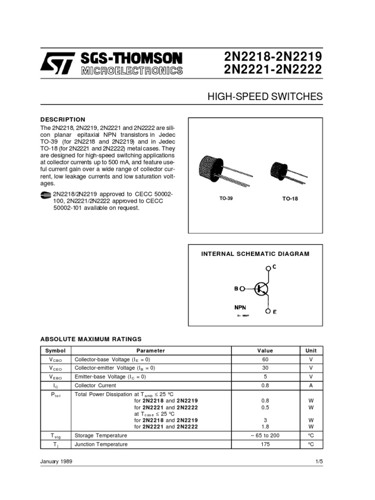 2N2219 BJT Switch | PDF | Bipolar Junction Transistor | Electrical ...