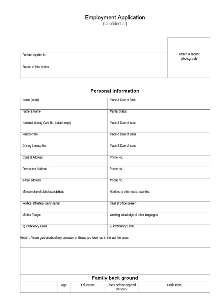 Employment Application: Personal Information | PDF | Profession ...