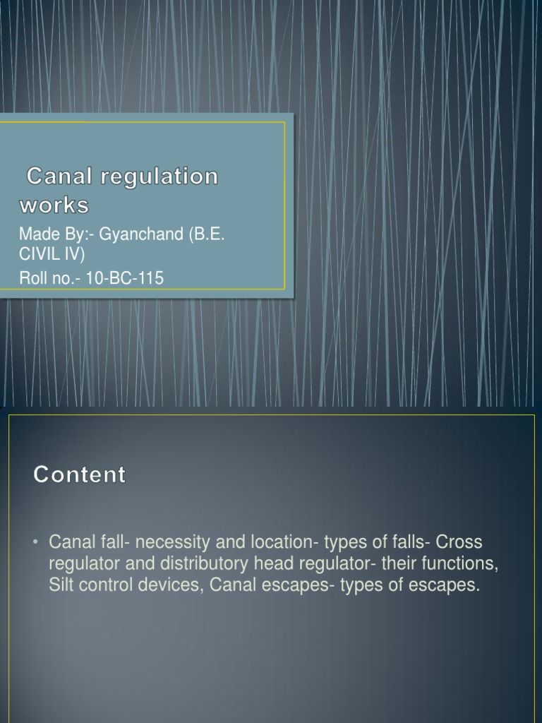 Canal Regulation Structures Overview | PDF | Canal | Masonry
