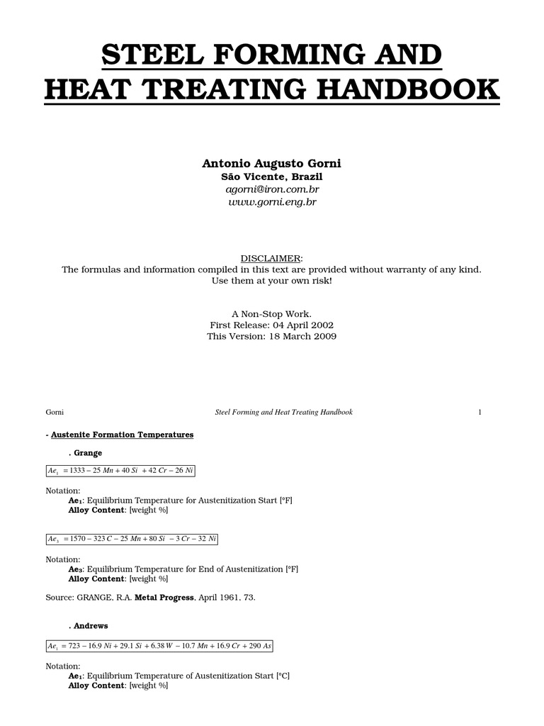 Steel Forming and Heat Treating Handbook | PDF | Heat Treating | Steel