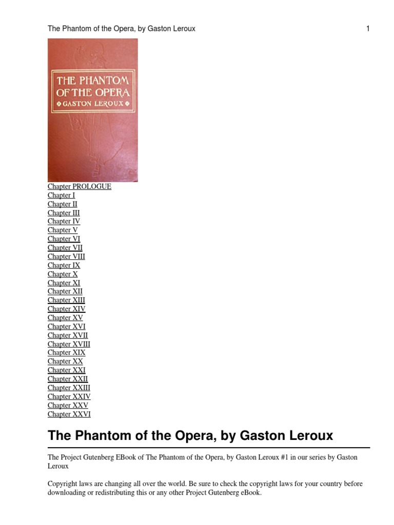 The Phantom of the Opera Overview | PDF | Project Gutenberg | The ...