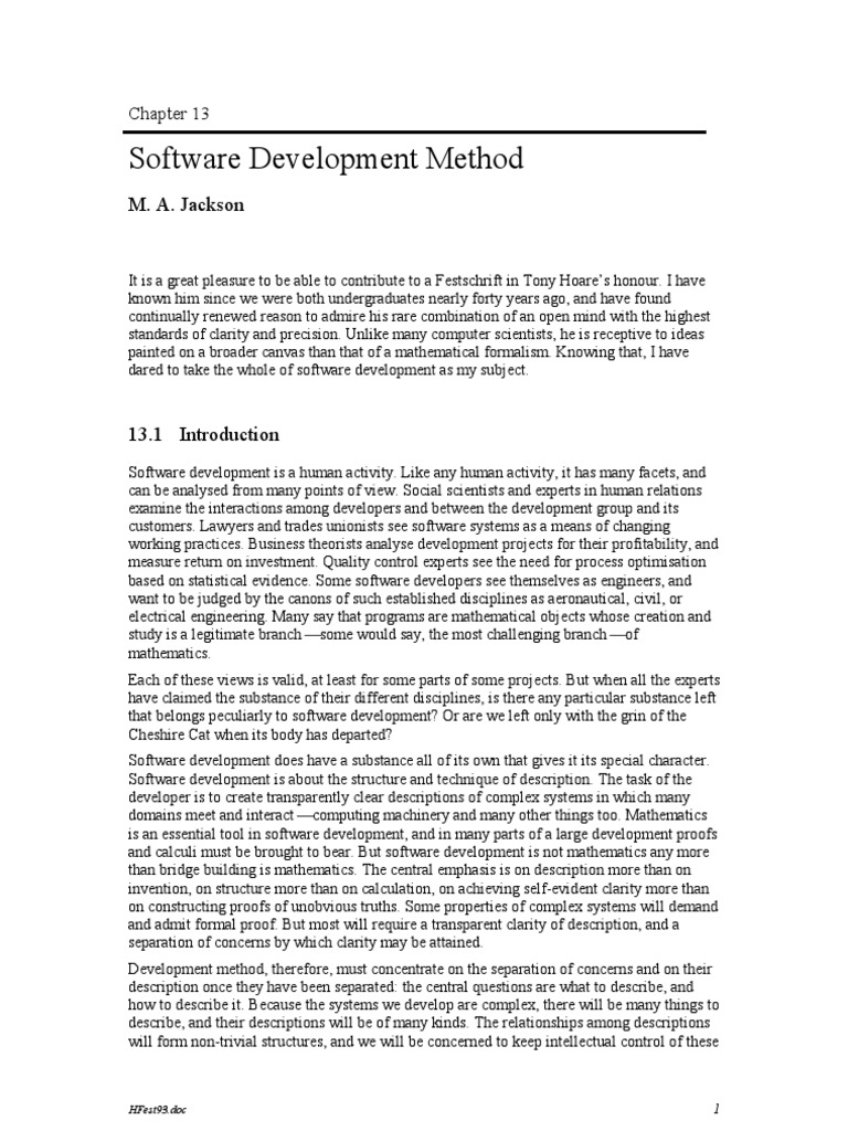 Jackson Software Development Method | PDF | Software Development ...