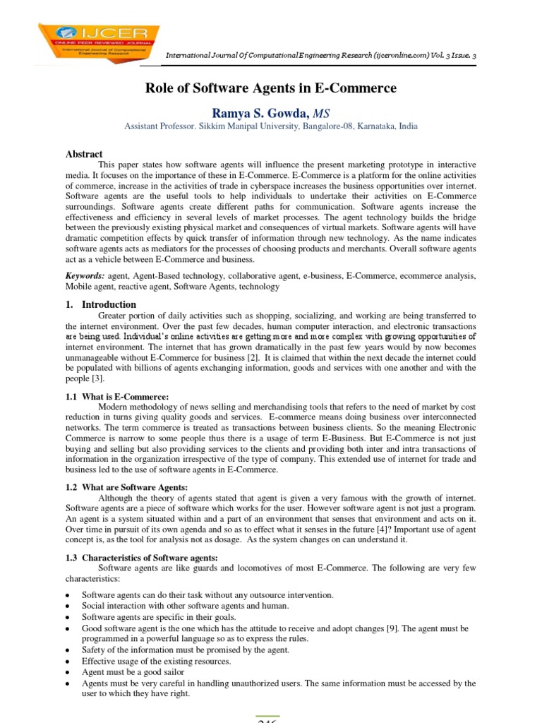 Role of Software Agents As A Collaborative Tool-Ecommerce | PDF | Agent Based Model | E Commerce
