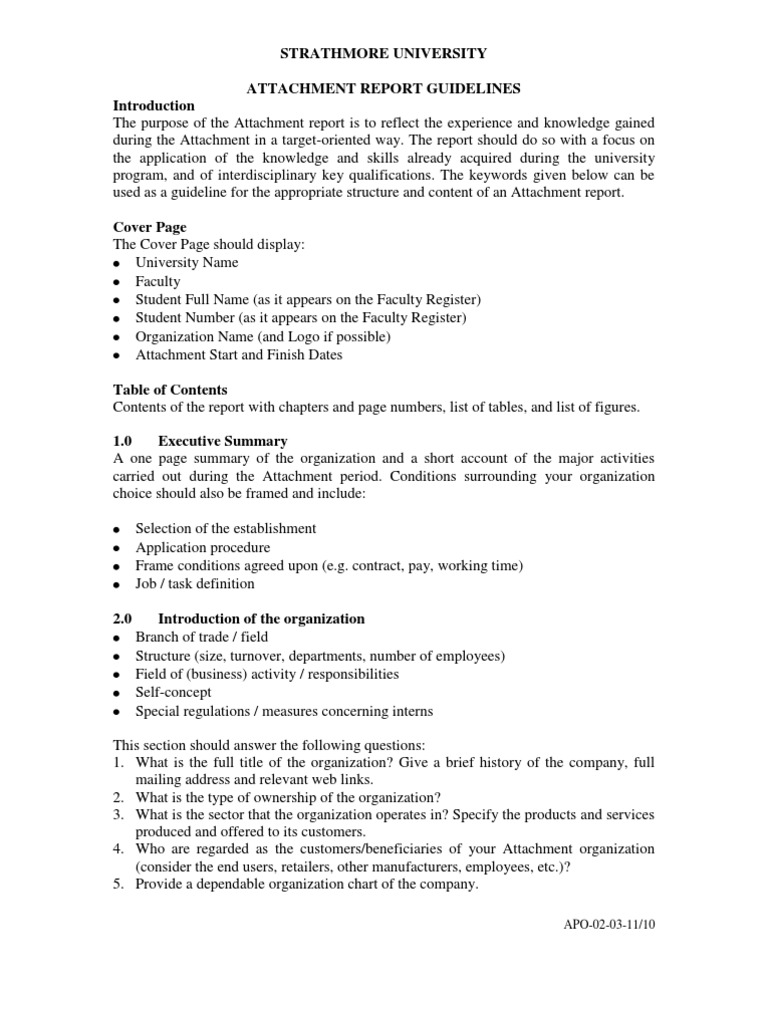Student Guidelines Report Format Ia | Attachment Theory | Internship ...