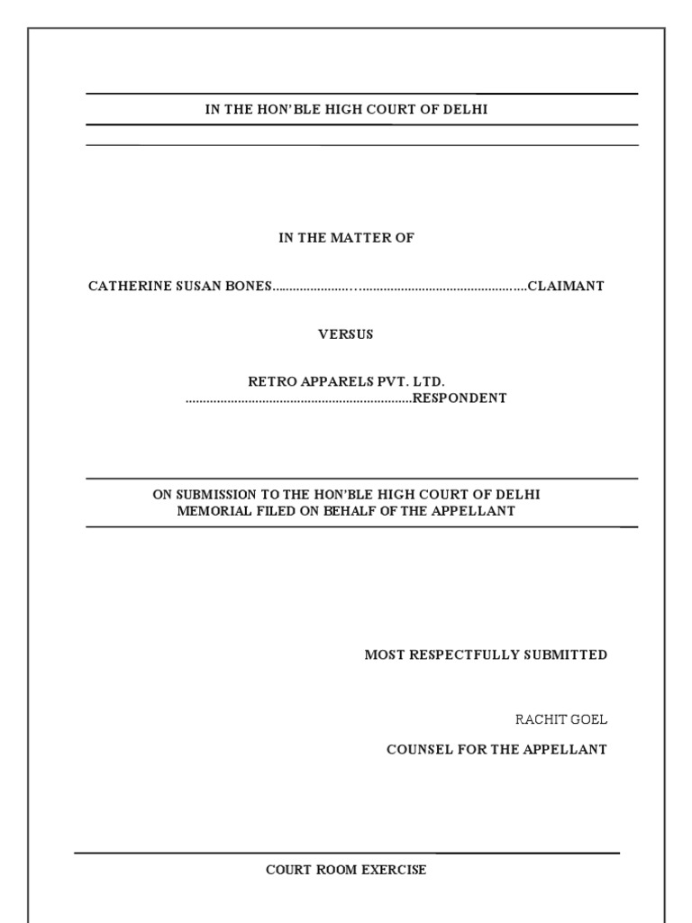 Sample Memorial For Moot Court | PDF | Alternative Dispute Resolution ...