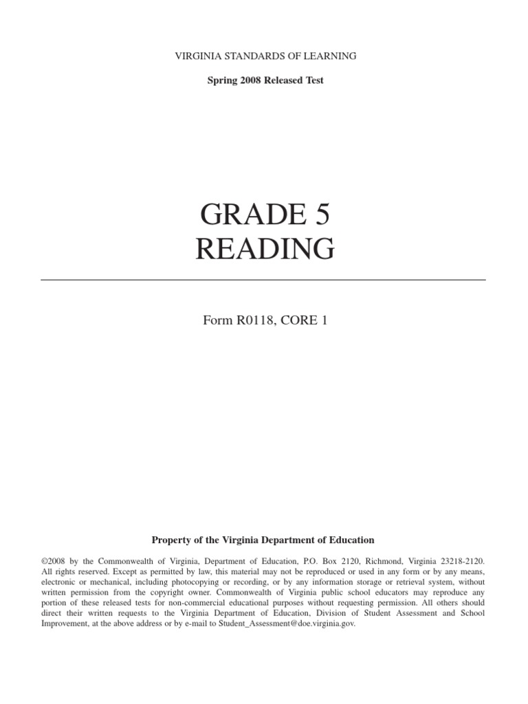 Grade 5 Reading Test PDF | Download Free PDF | Desert | Reading ...