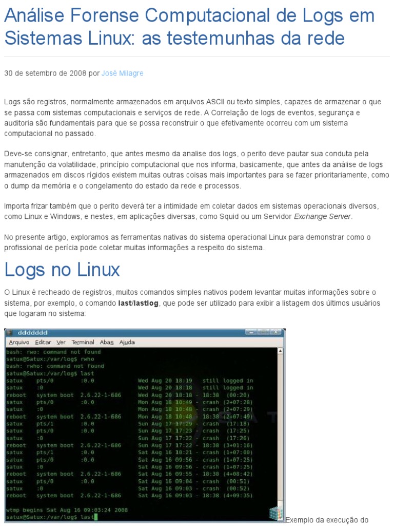 Análise Forense Computacional de Logs em Sistemas Linux - As ...