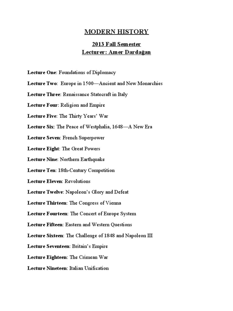 Modern History Syllabus | PDF | New York | Lecture
