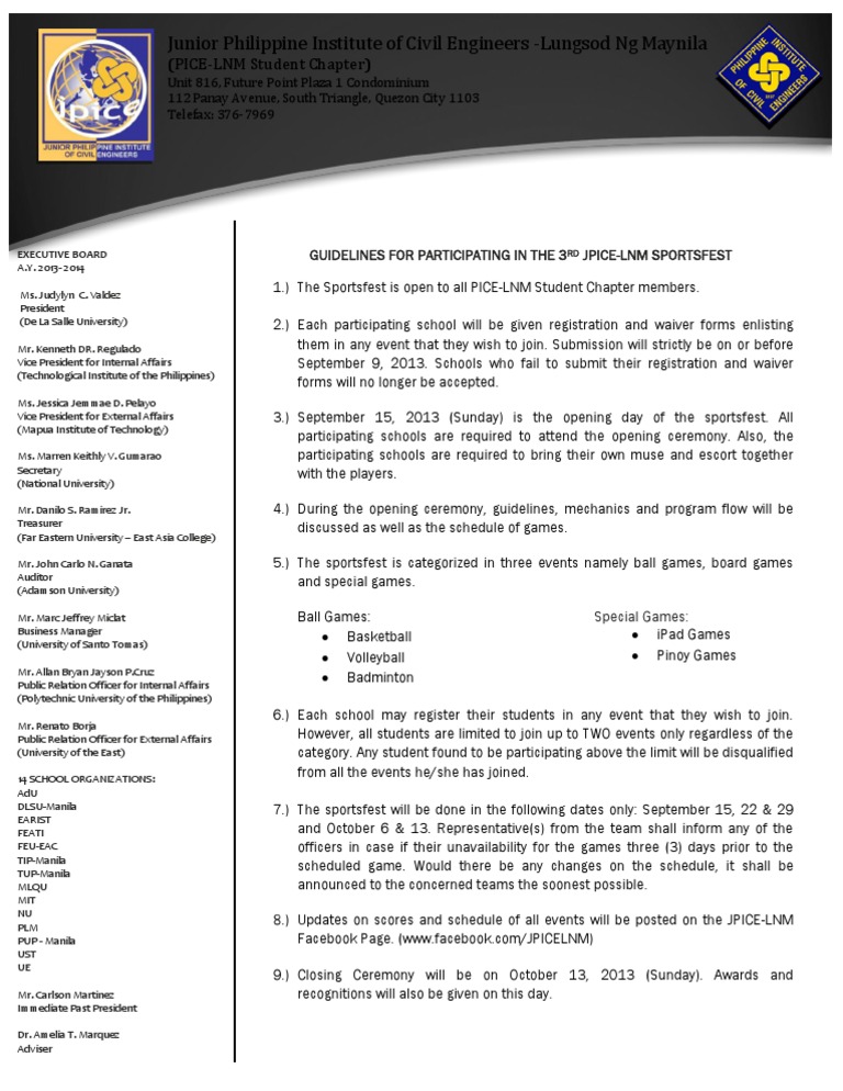 Sportsfest Guidelines | PDF | Sports