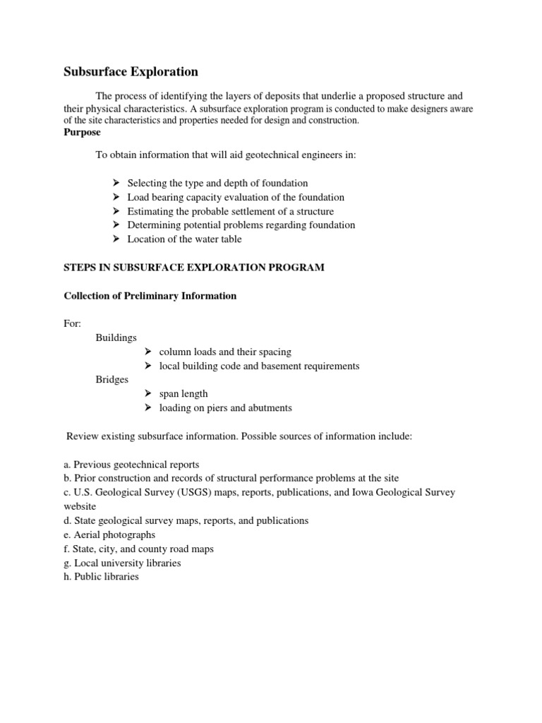 Report Subsurface Exploration | PDF