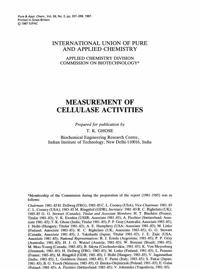 Measure of Cellulase Activity | PDF | Glucose | Chemistry