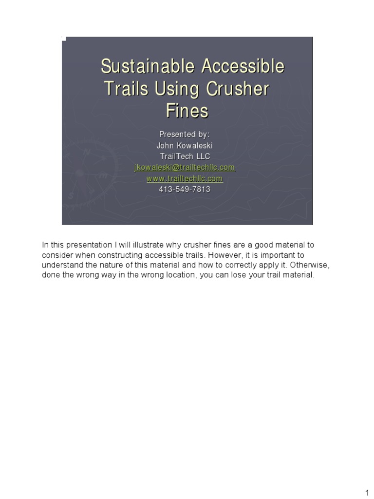 Accessible Trail Design Using Crusher Fines | PDF | Trail | Drainage