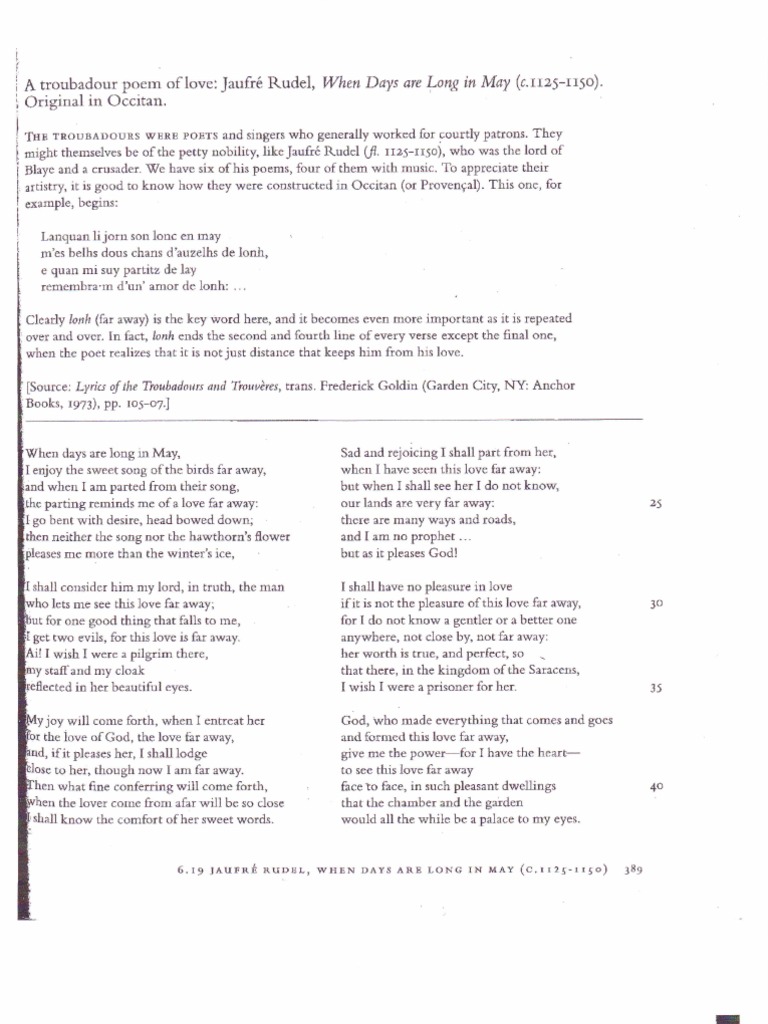 Troubadour Poems and Fabliaux | PDF | Poetry