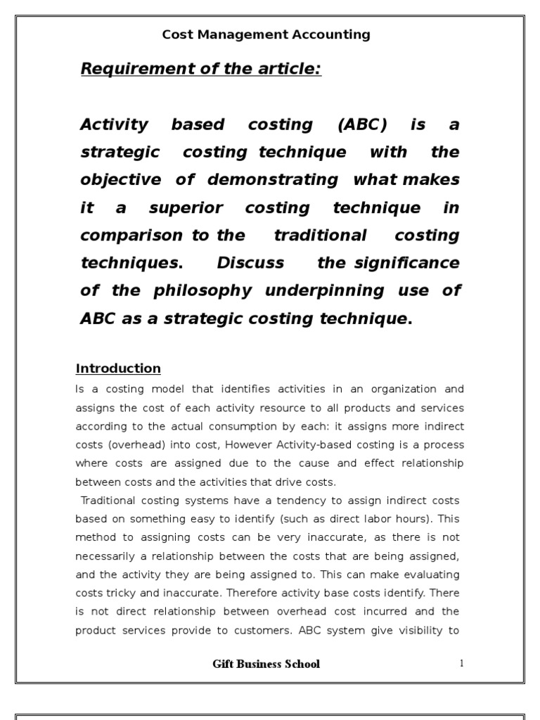 ABC Costing | PDF | Cost Accounting | Management Accounting