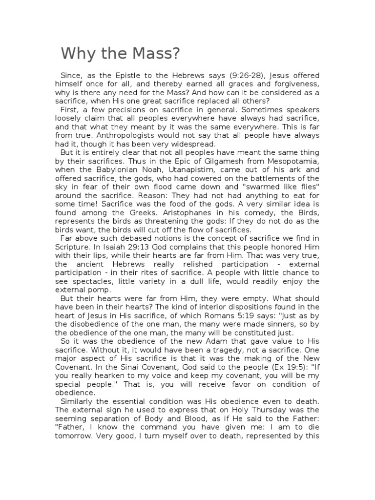 Why The Mass | PDF | Sacrifice | Mass (Liturgy)