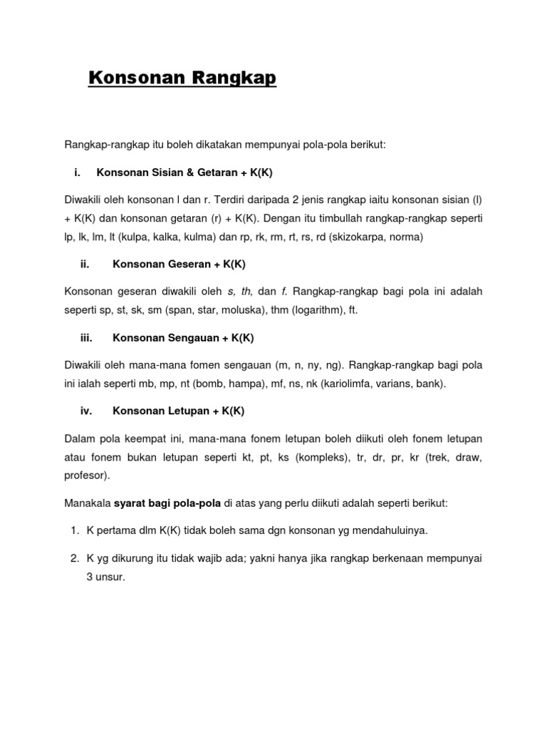 Konsonan Rangkap | PDF