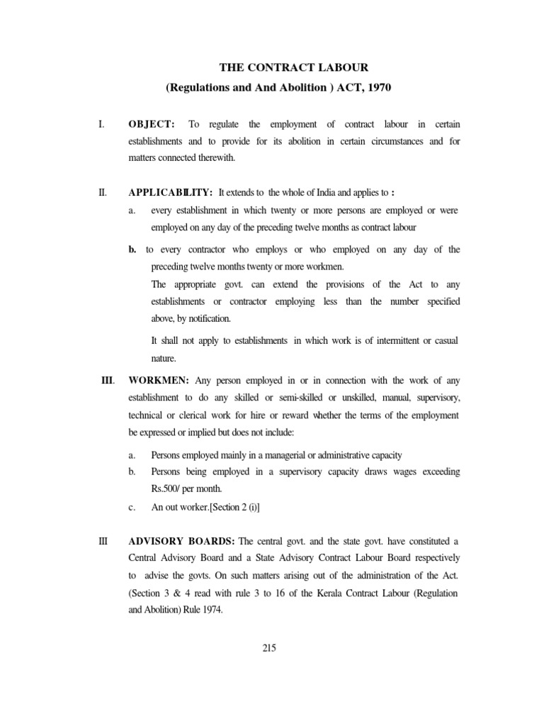 Contract Labour Act | PDF | License | Employment
