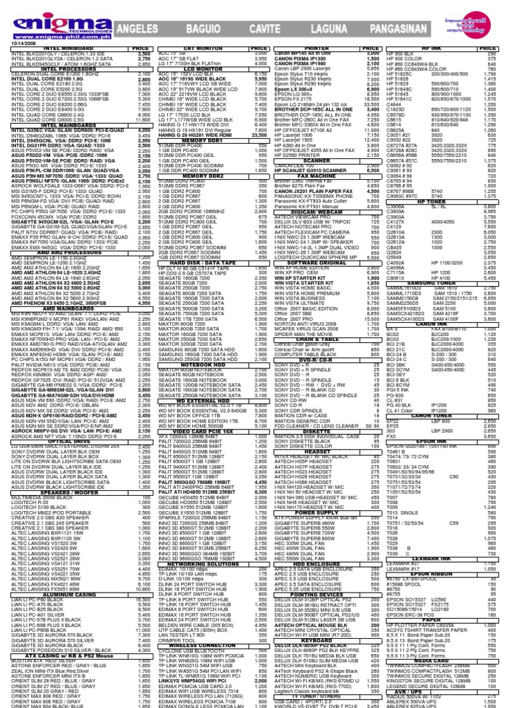 Computer Hardware Price List | PDF | Advanced Micro Devices | Wi Fi