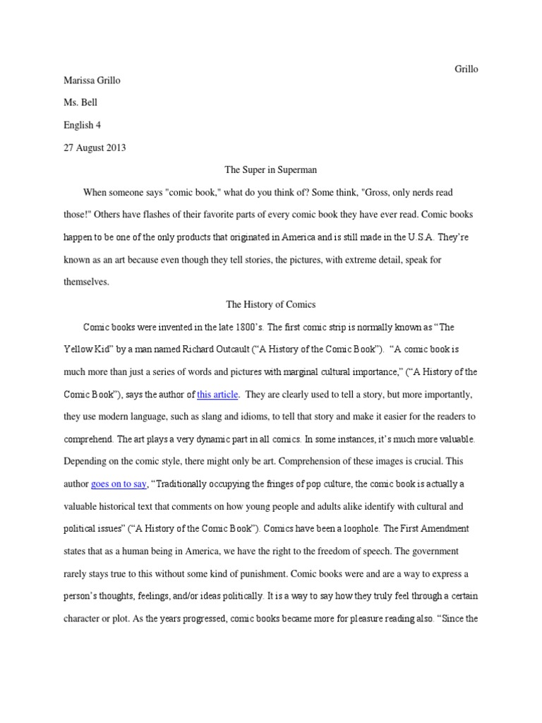 Final Comic Book Paper PDF Superman Dc Comics