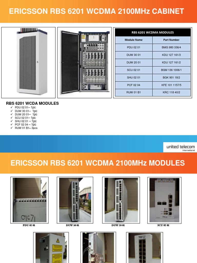 Ericsson RBS 6201 WCDMA 2100MHz Cabinet | PDF