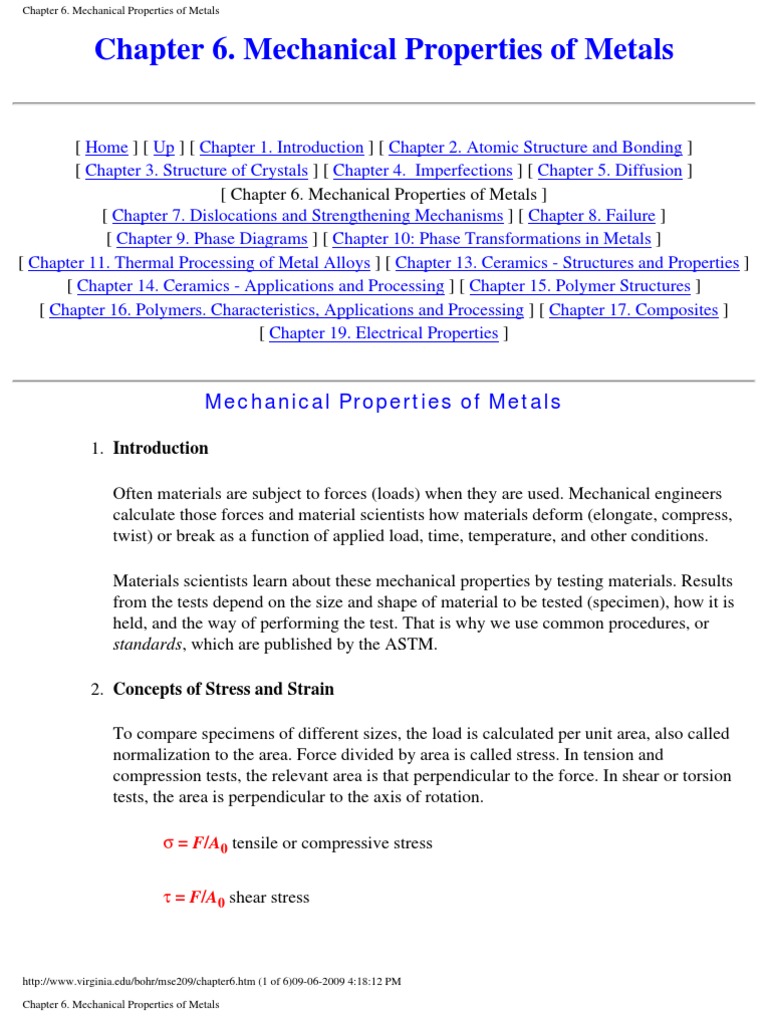 Chapter 6. Mechanical Properties of Metals | PDF | Deformation ...