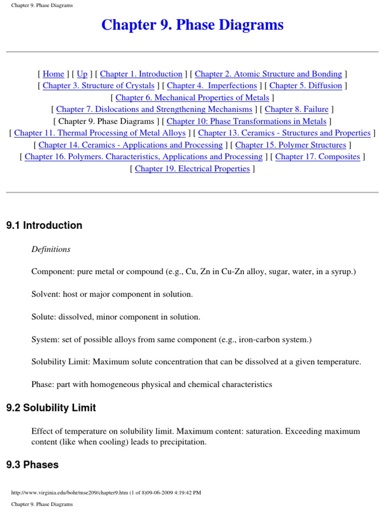 Chapter 9. Phase Diagrams | PDF | Alloy | Phase (Matter)