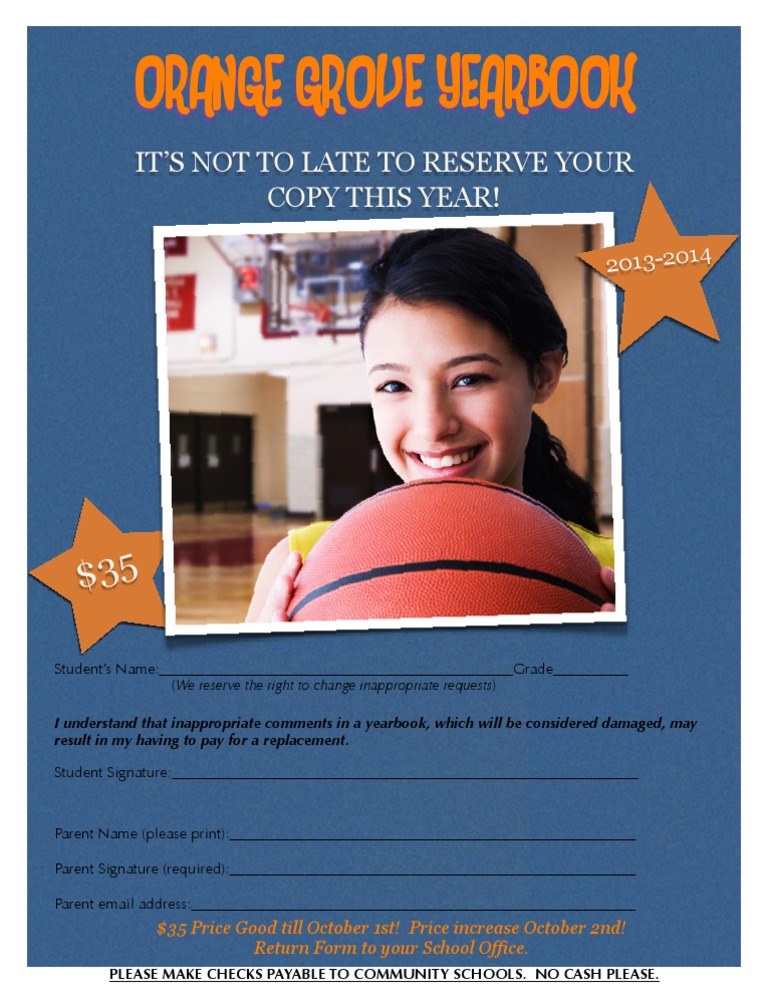 Reserve Your $35 Orange Grove Yearbook | PDF