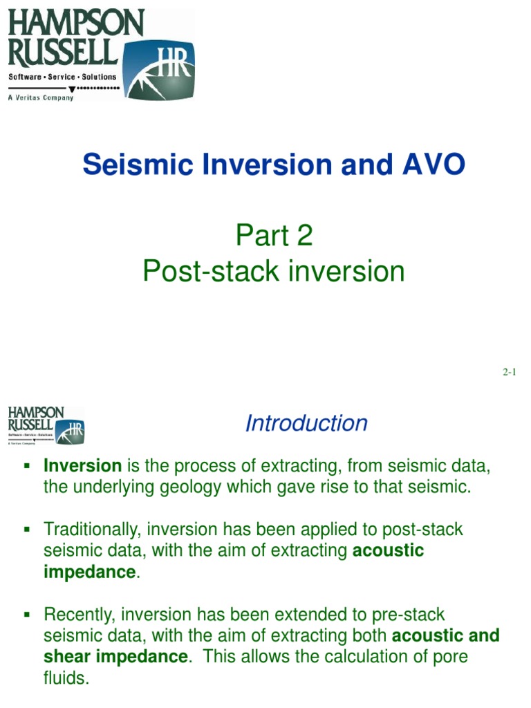 Post-stack Seismic Inversion | PDF | Wavelet | Spectral Density