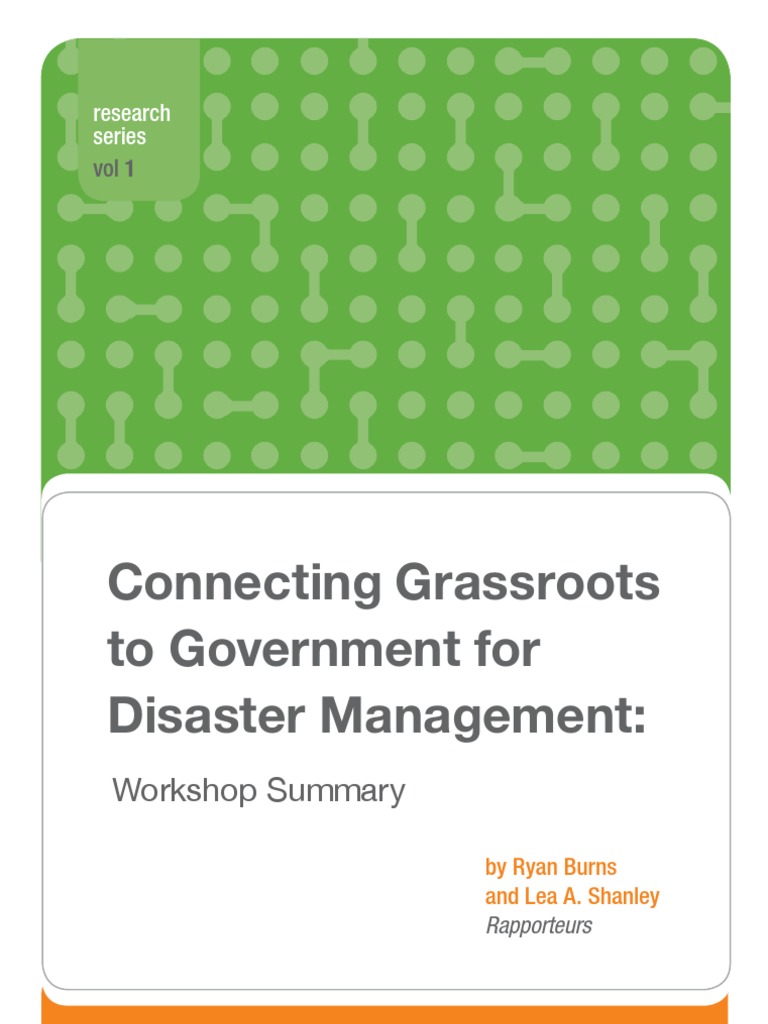 Connecting Grassroots To Government For Disaster Management: Workshop ...