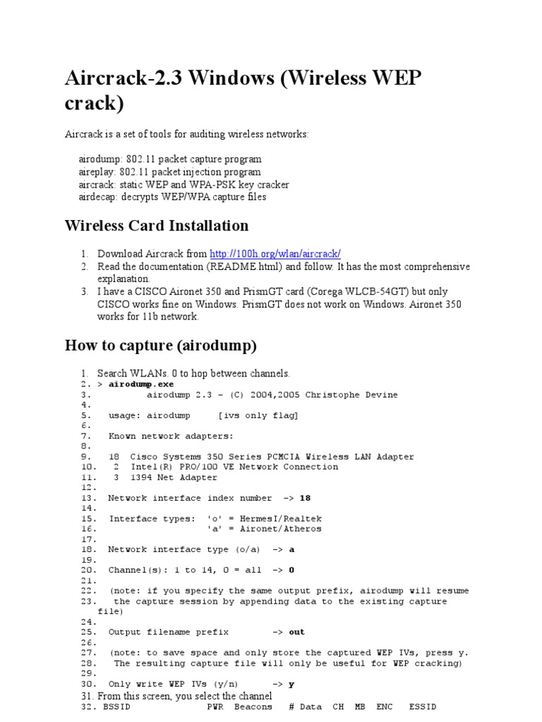 Aircrack-2.3 Windows | PDF | Wireless Lan | Computer Engineering