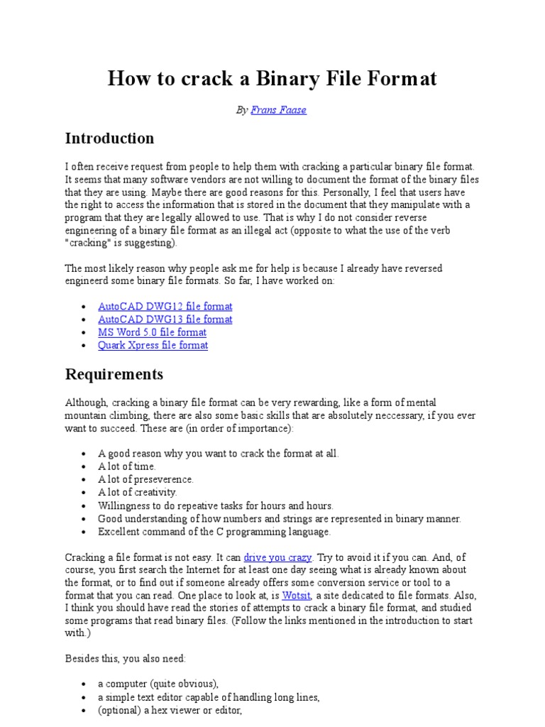 How To Crack A Binary File Format | Download Free PDF | String (Computer Science) | Bit