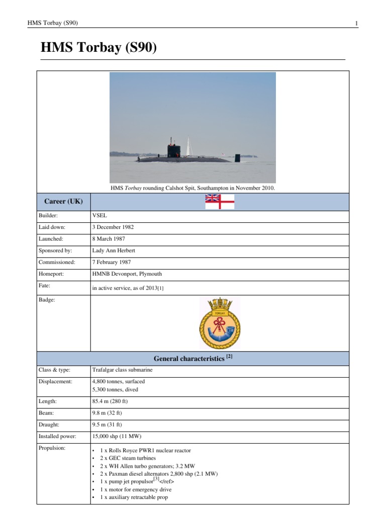 HMS Torbay (S90) | PDF | Ships | Naval Warfare