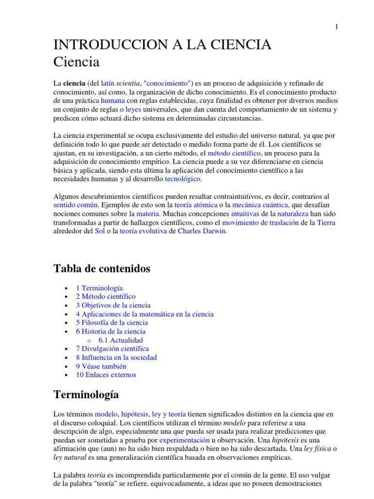 introduccion de la ciencia | Ciencia | Método científico