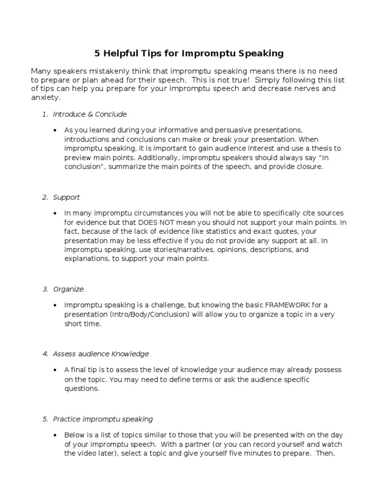 Final Exam (Impromptu Speech) Review Packet | PDF | Public Speaking | Human Communication