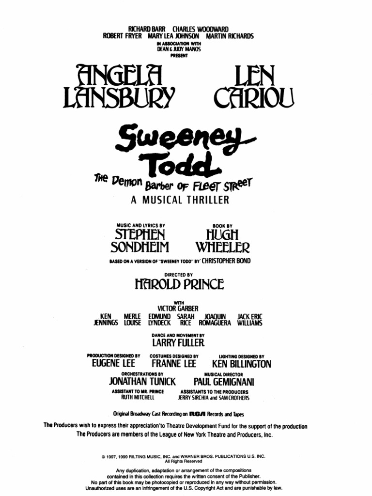Sweeney Todd - Script | PDF
