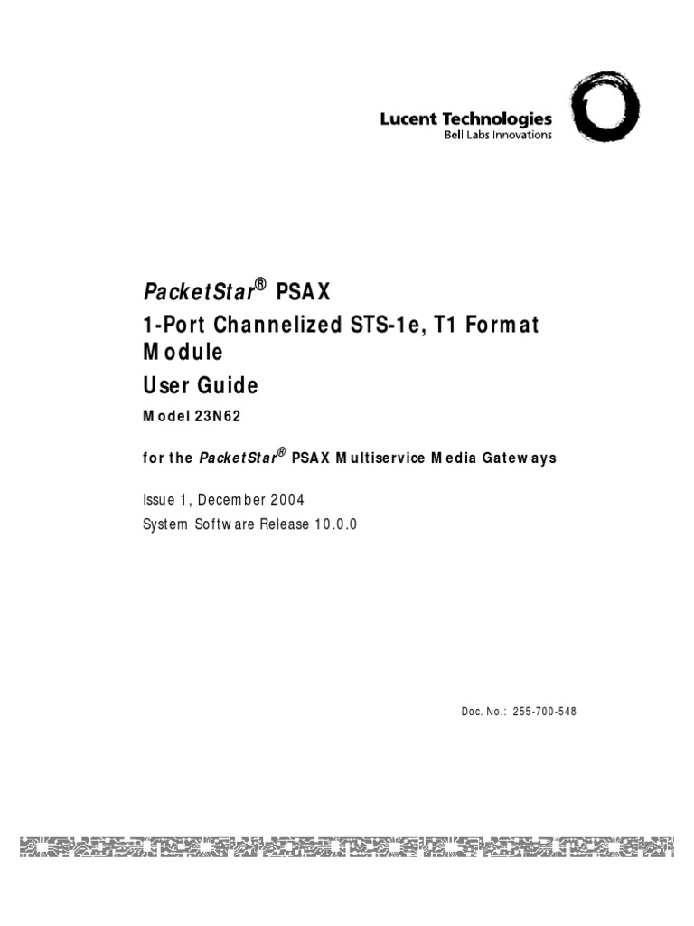 Packetstar: Psax 1-Port Channelized Sts-1E, T1 Format User Guide | PDF ...